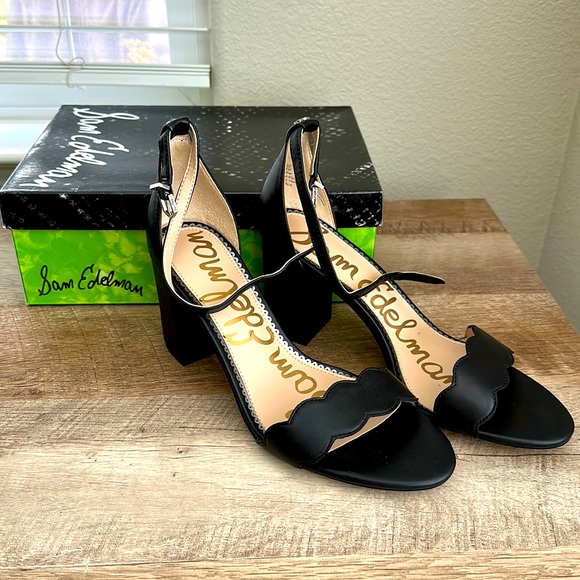 Sam Edelman | Shoes | Sam Edelman Odila Ankle Strap Sandal Heel Black ...